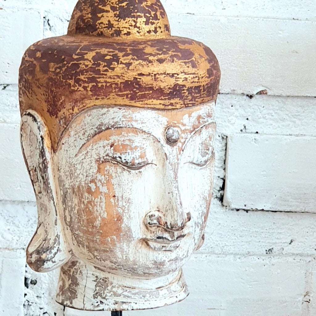 Antique Wooden Buddha Head (Gold & Brown) – Canggu & Co