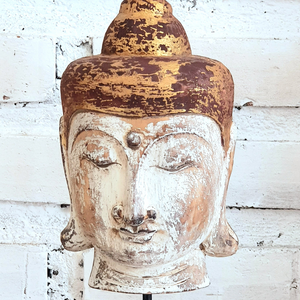 Antique Wooden Buddha Head (Gold & Brown) – Canggu & Co