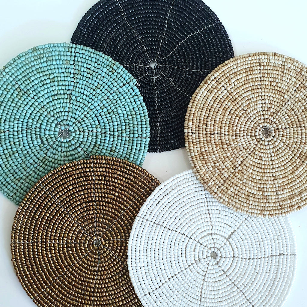 Small Beaded Drink Coaster (W) – Canggu & Co