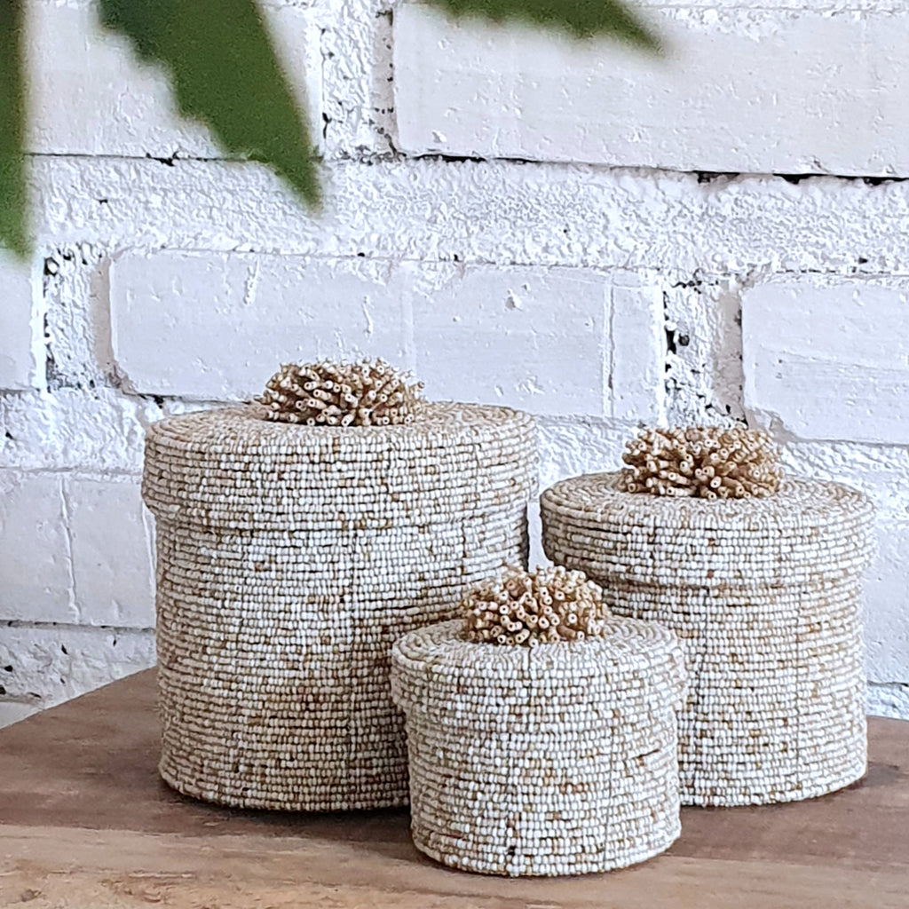 Mozza Round Beaded Box Set of 3 – Canggu & Co