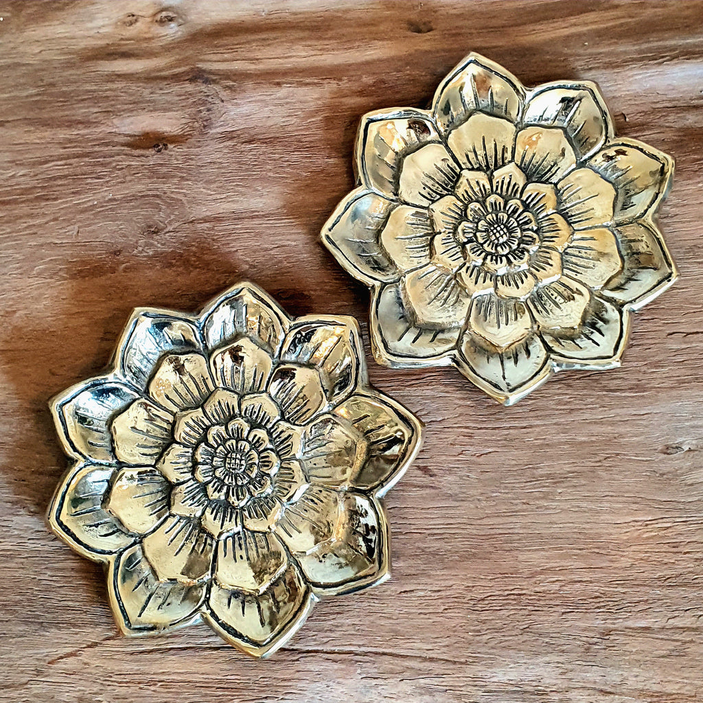 Brass Decorative Plate Featuring Lotus Motif – Canggu & Co