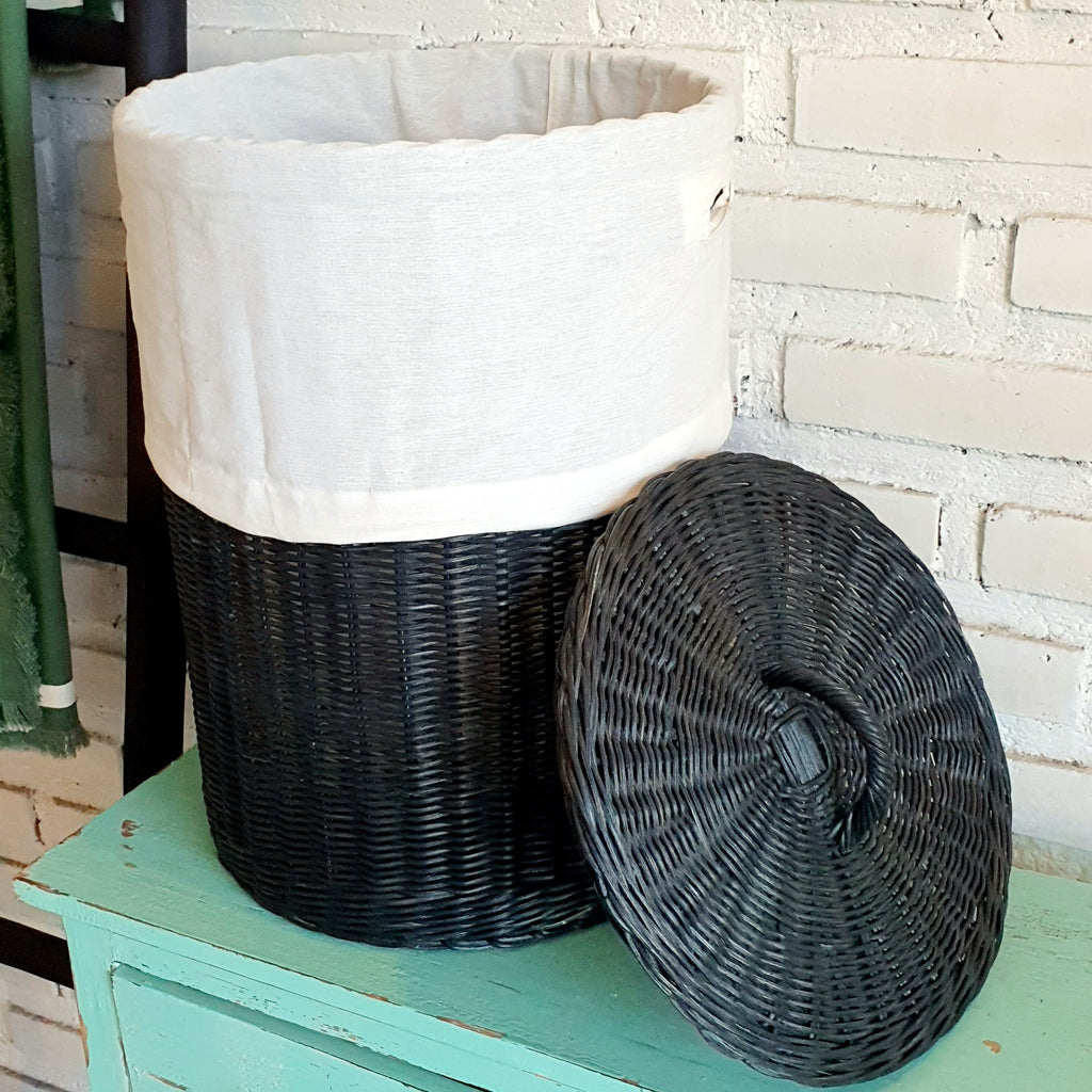 Round Black Rattan Basket with Inner Lid (W) – Canggu & Co