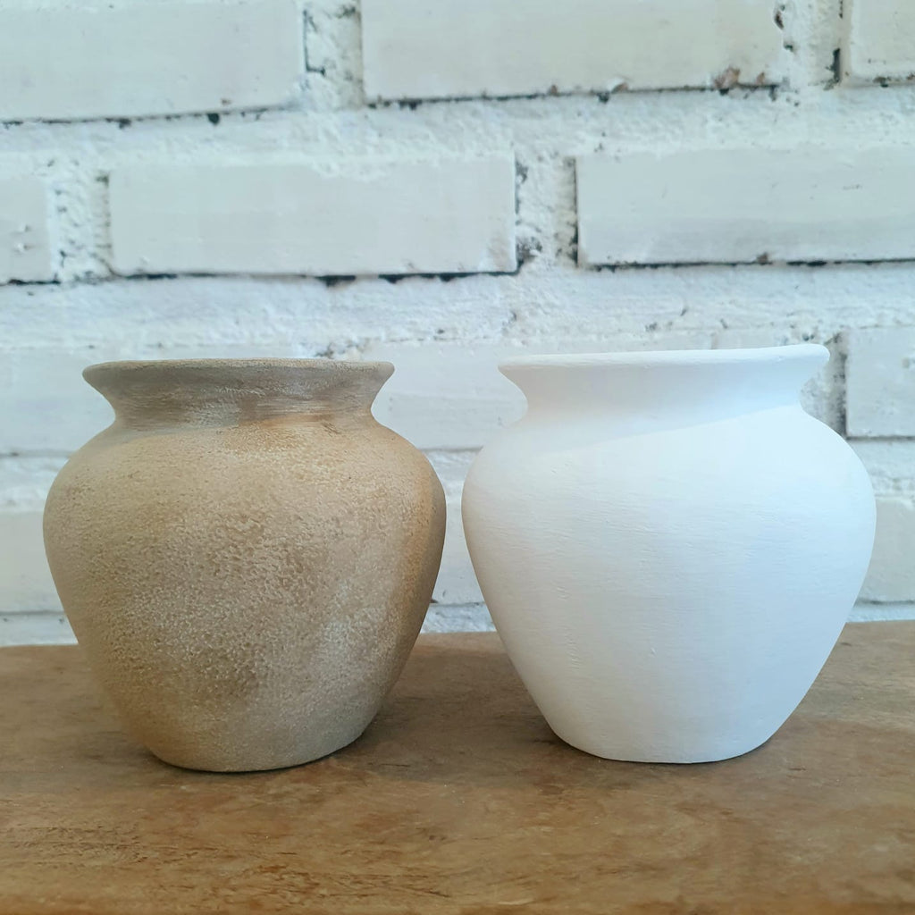 Small White and Antic Pottery Vase – Canggu & Co