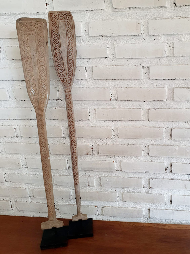 Tribal Carved Wooden Canoe Paddle with Stand – Canggu & Co