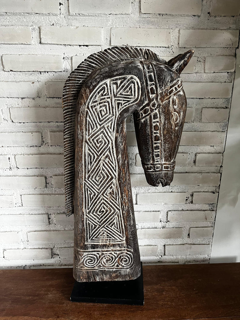 Big Wooden Horse Head with Stand – Canggu & Co