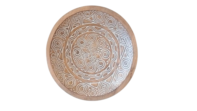 Natural Wash Tribal Pattern Carved Wooden Plate Decor – Canggu & Co