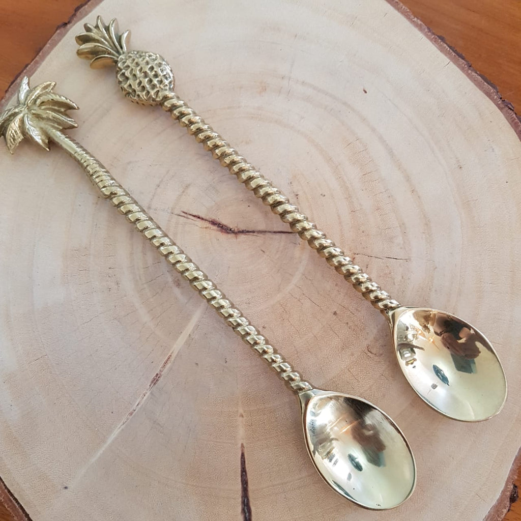 Large Gold Brass Palm Tree & Pineapple Spoons – Canggu & Co