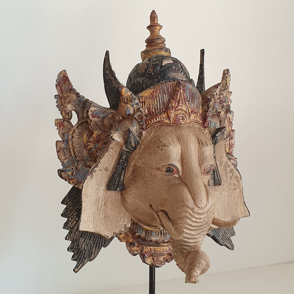 Carved Wooden Antique Ganesha Head (W) – Canggu & Co