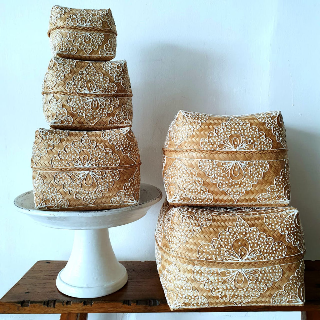 Balinese Keben Hand Painted Brown Bamboo Prayer Box Sets – Canggu & Co