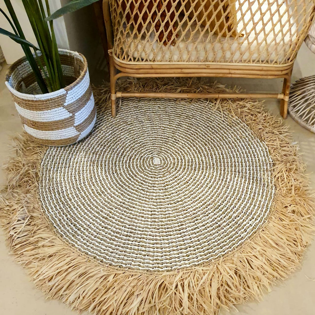 Round Peoni NW Line Floor Mats With Fringe – Canggu & Co