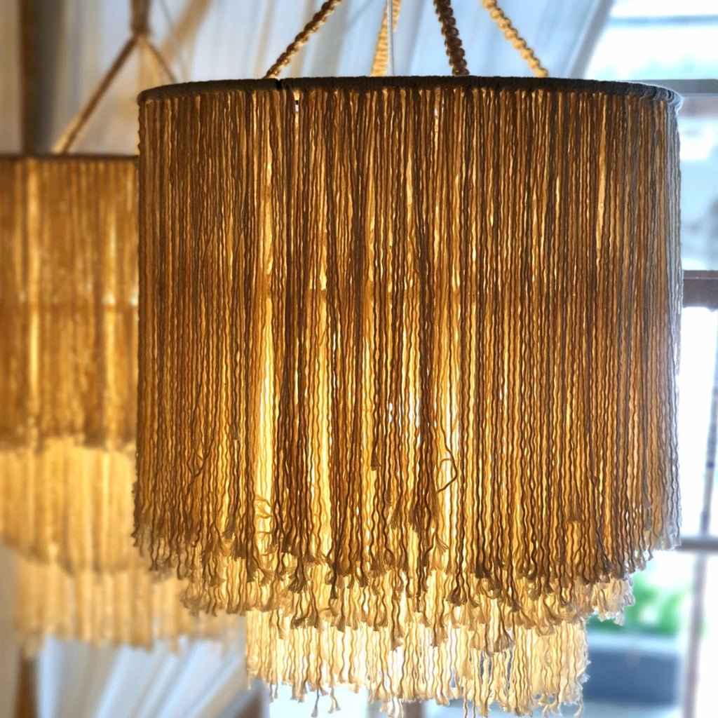 Long White Macrame Ceiling Lamp Shade – Canggu & Co