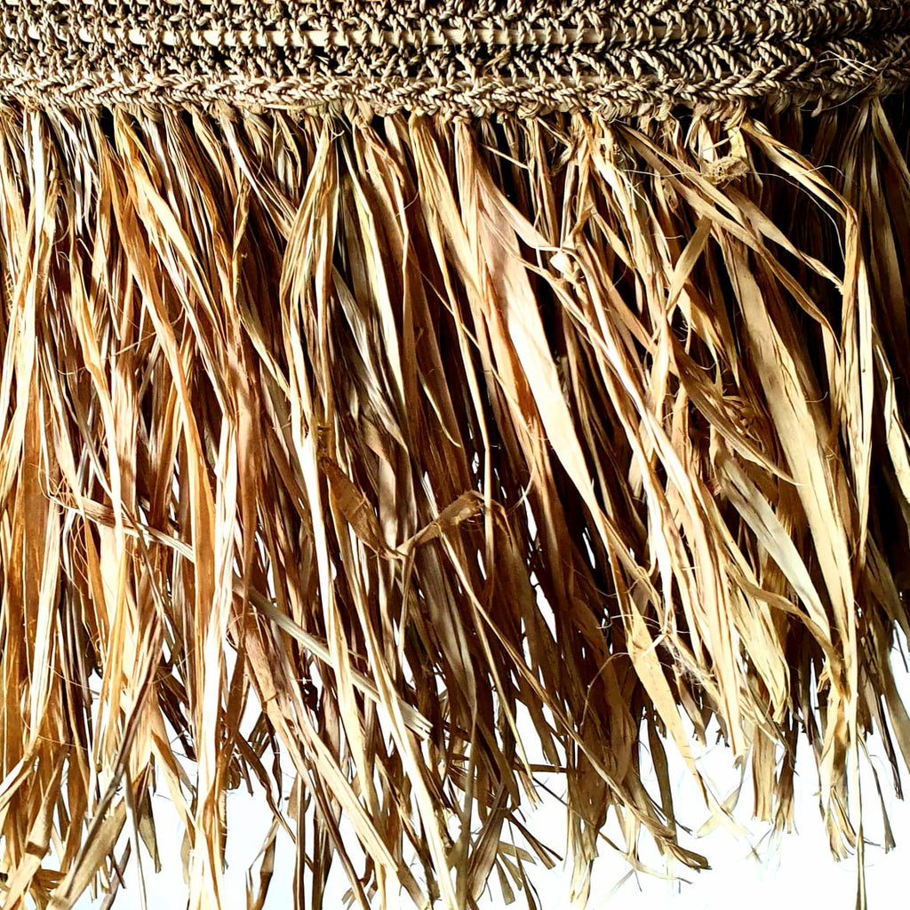 Long Woven Bamboo And Grass Cone Shaped Ceiling Lamp – Canggu & Co