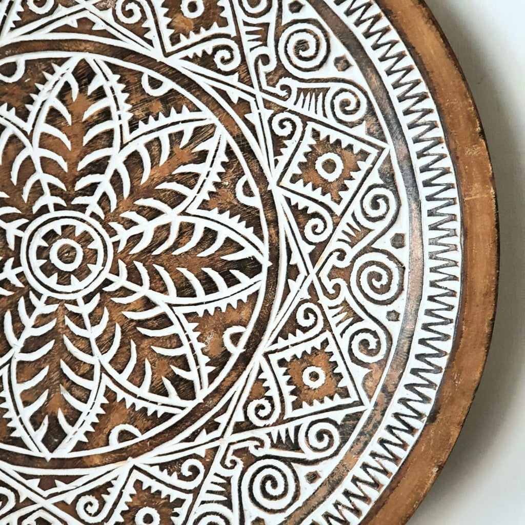 Natural Wash Carved Round Tribal Plate Decor – Canggu & Co