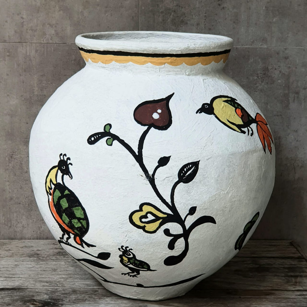 Large Terracotta Hand Painted Bird Motif Pot – Canggu & Co