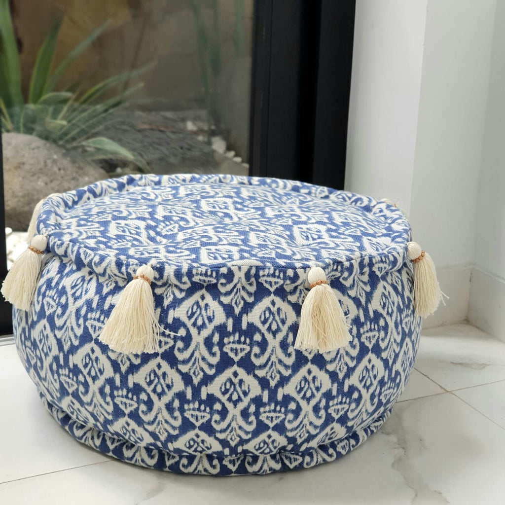Sundanese Pattern Pouff With Tassels – Canggu & Co