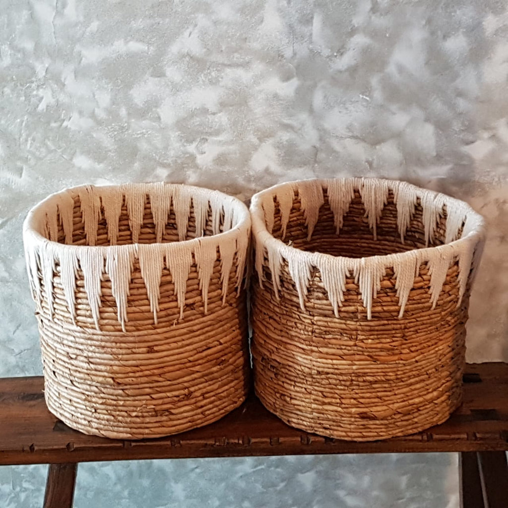 Mac Small Banana Leaf Basket With Natural Thread Pattern – Canggu & Co