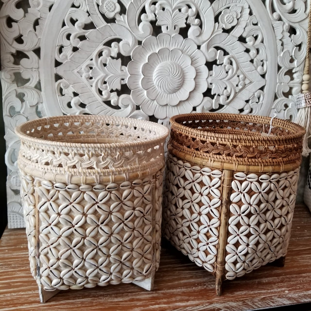 Rattan, Bamboo & Shell Round Baskets – Canggu & Co