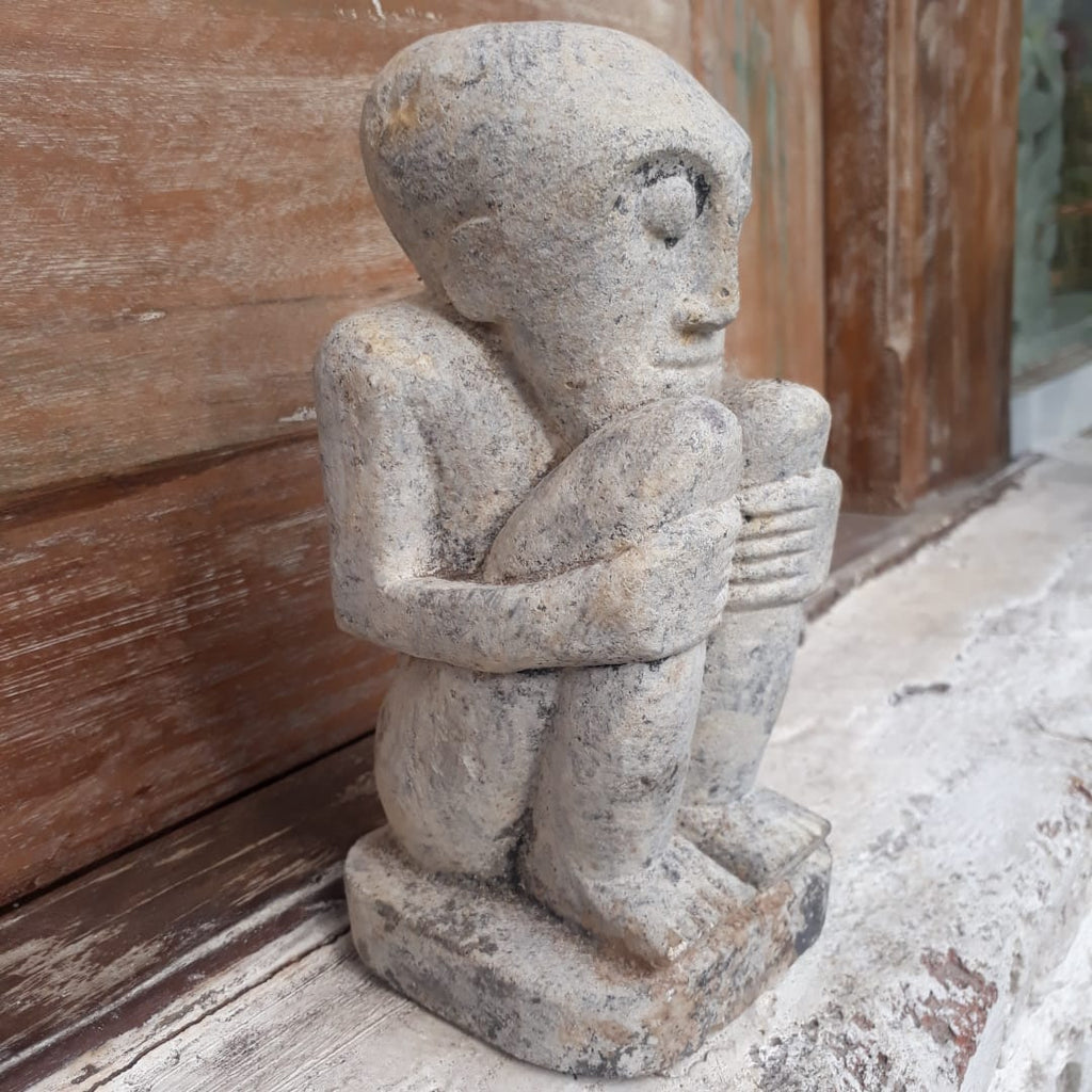 Sitting Person Stone Statue Decor – Canggu & Co
