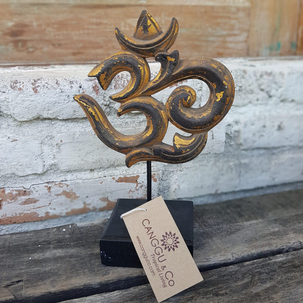 Antique Wooden Om Symbol With Stand – Canggu & Co