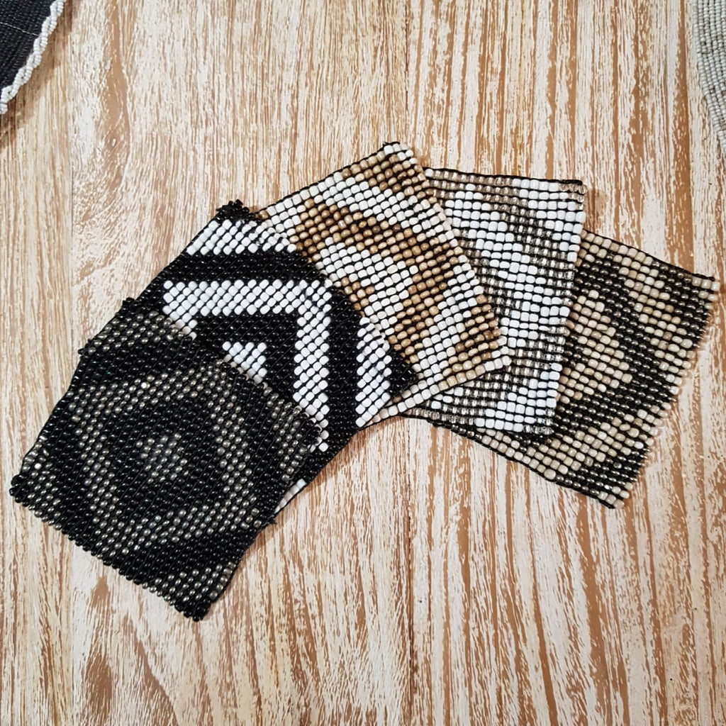 Small Square Beaded Coasters with Diamond Pattern (W) – Canggu & Co