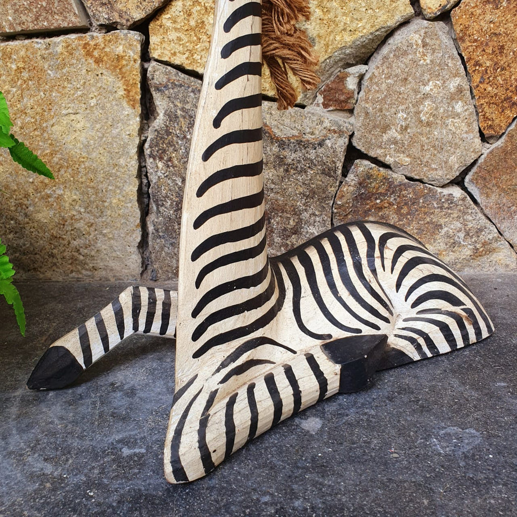 Tall Carved Wooden Sitting Zebra – Canggu & Co