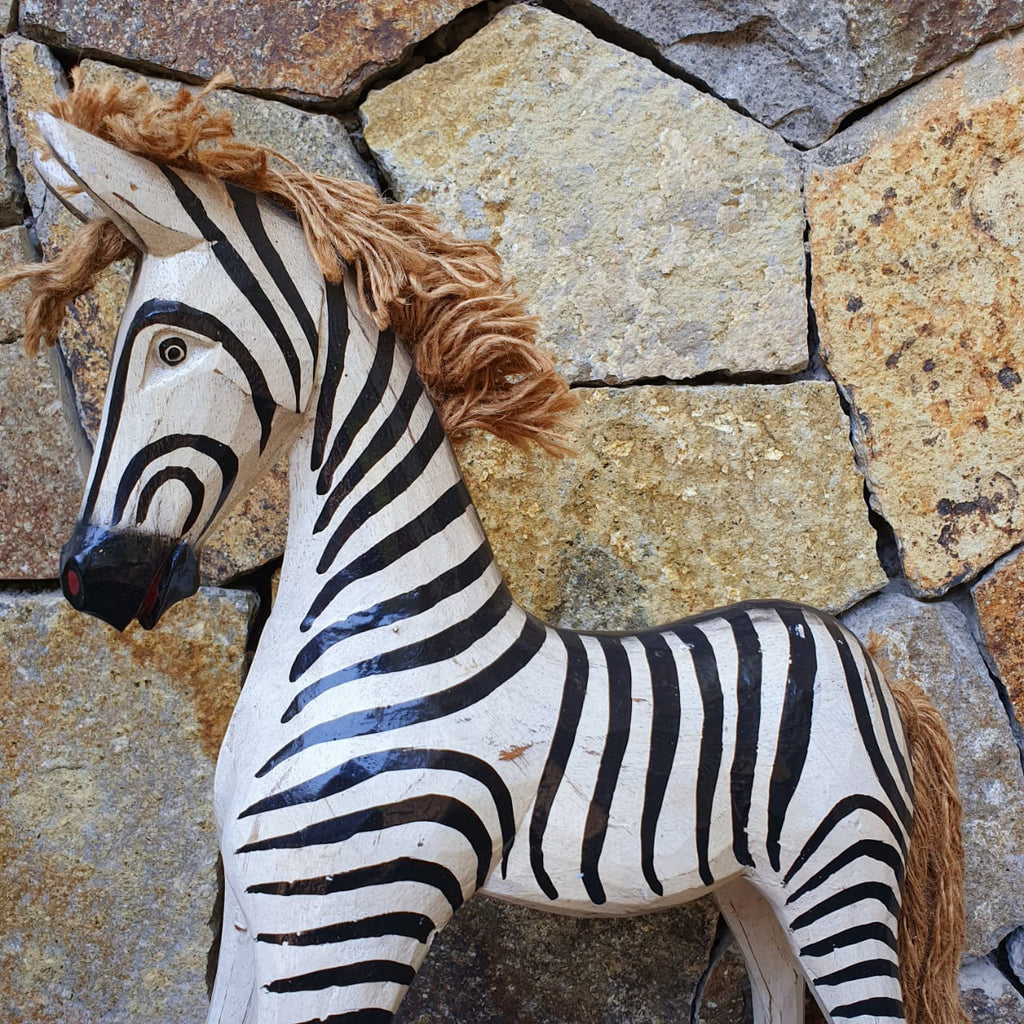 Carved Wooden Rocking Baby Zebra – Canggu & Co