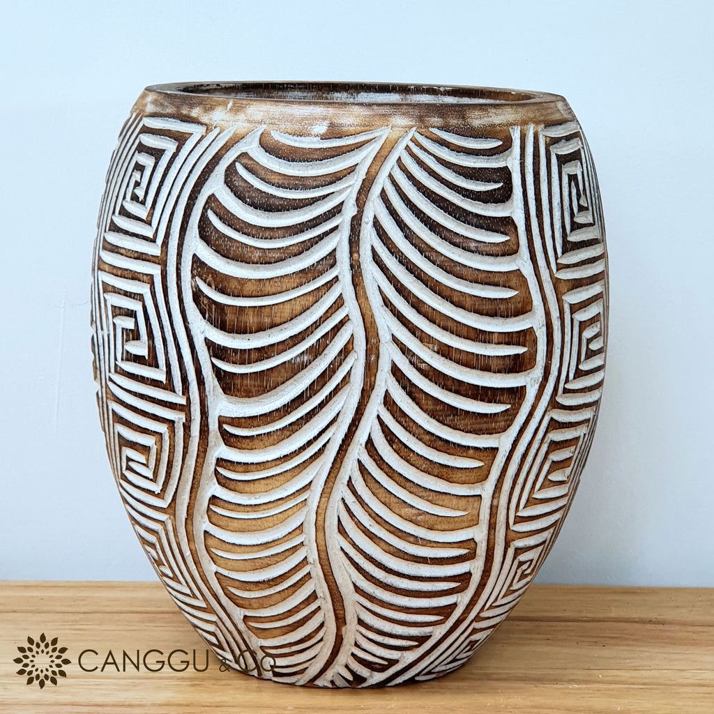 Wooden Tribal Pot – Canggu & Co