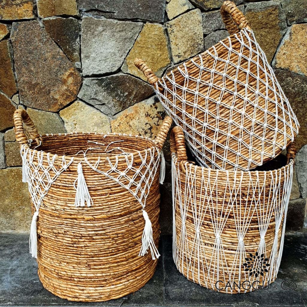 Tall Banana Leaf And Macrame Basket Sets – Canggu & Co